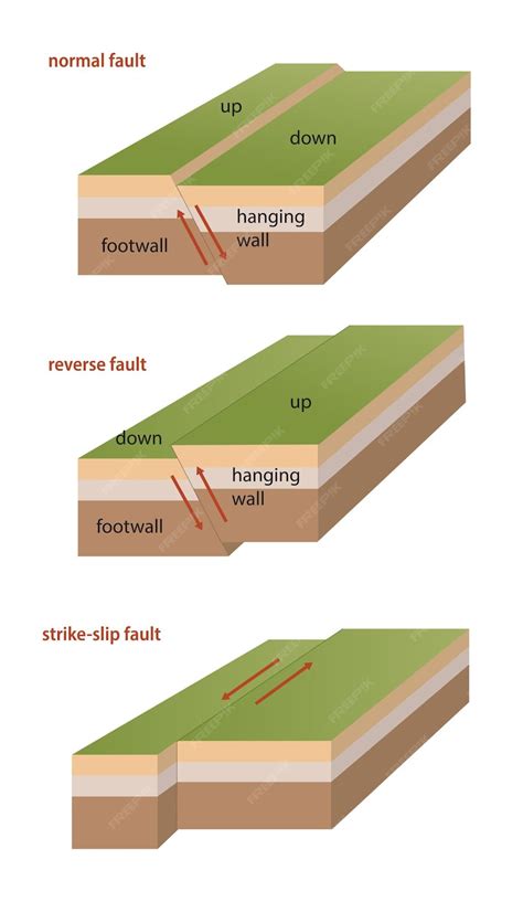 Diagrama De Tipos De Fallas En Geología Vector Premium