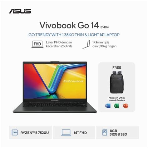 Jual Asus Vivobook Go 14 E1404fa Fhd554 Mixed Black Amd Ryzen 5