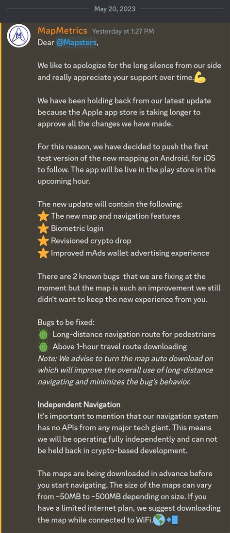 new map update for android ios will follow soon r mapmetrics official