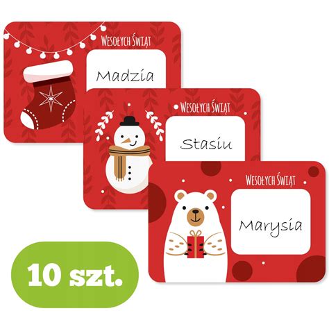Naklejki świąteczne na prezenty MIX do wyboru 10 szt ETYKIETY IMIENNE