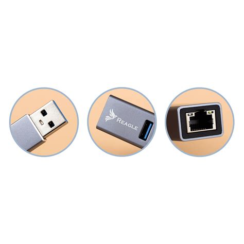 ХЪБ 4 в 1 USB Reagle адаптер Multiport USB A с Gigabit Ethernet RJ-45 ...