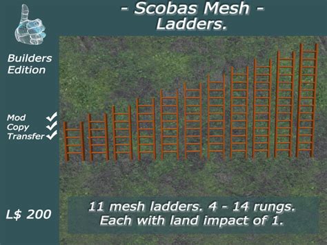 Second Life Marketplace Scobas Full Perm Mesh Ladders Pack