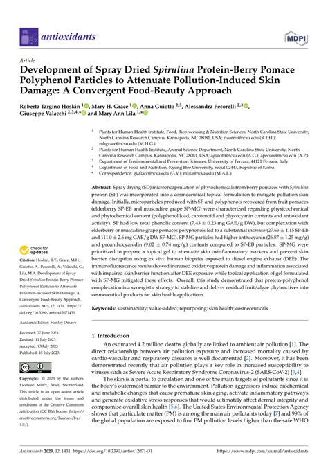 Pdf Development Of Spray Dried Spirulina Protein Berry Pomace