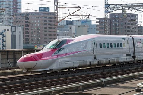 The Red E6 Series Bullet High Speed Or Shinkansen Train Editorial