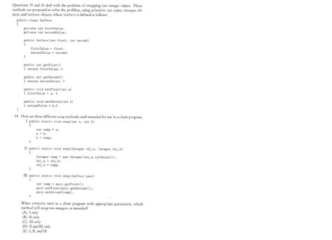 solved questions 19 and 20 deal with the problem of swapping