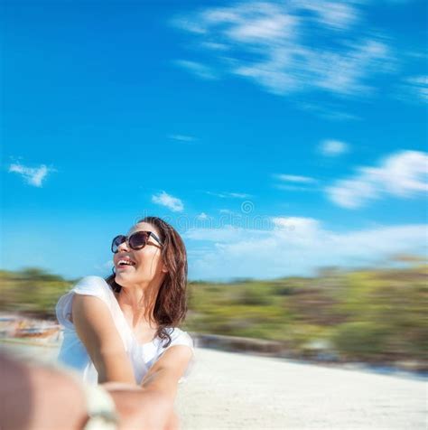 Young Cheerful Couple Relaxing On A Tropical Beach Stock Image Image