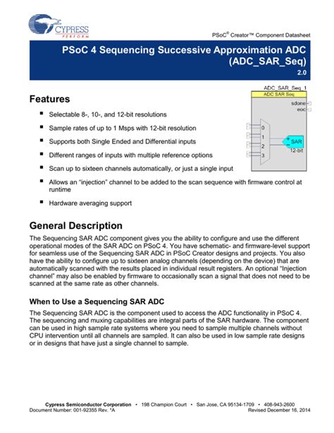 Psoc 4 Sequencing Sar Cypress Semiconductor