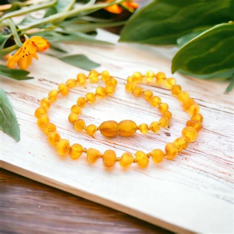 Amber Teething Necklace Honey Raw Bead Baltic Ambers