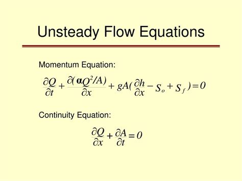 Ppt River Mechanics And Introduction To Unsteady Flow Equations