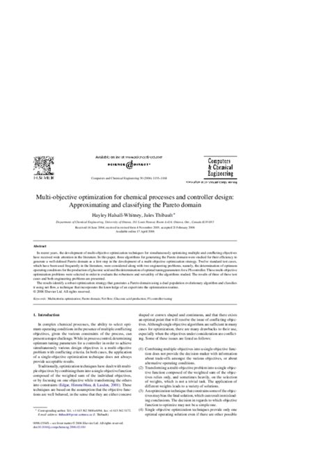 pdf multi objective optimization for chemical processes and