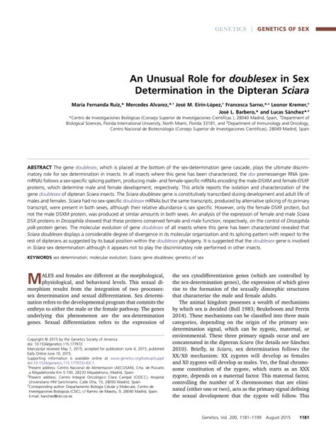 Pdf An Unusual Role For Doublesex In Sex Determination In The