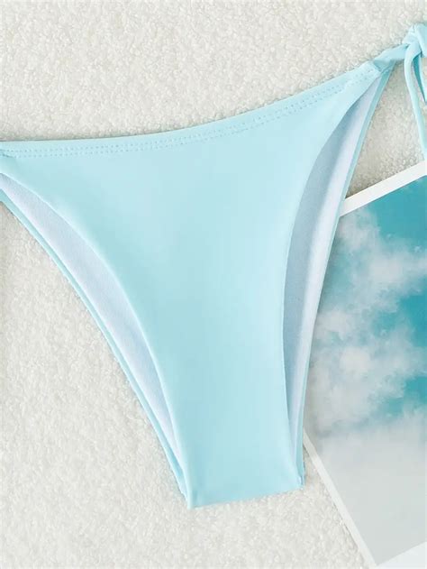 Womens Solid Color Sexy Strap On Bikini Set Halter Triangle Temu