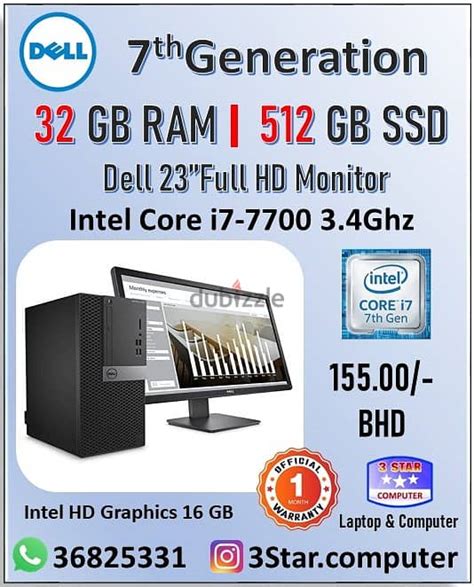 Dell Computer Core I7 7th Gen Ram 32gb Ssd 512gb Dell 23fhd Monitor Desktop Computers 105290027