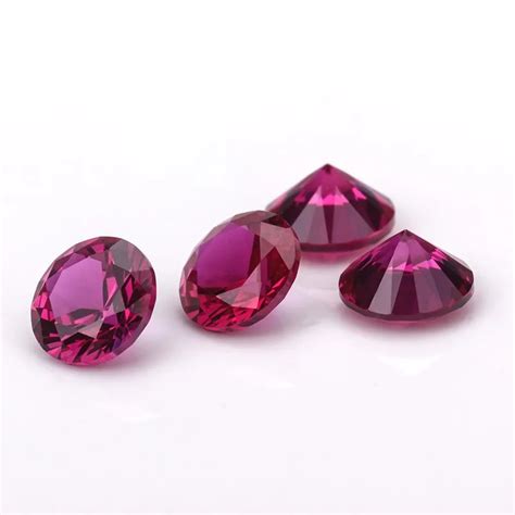 Lab Created Synthetic Ruby With Visible Inclusions Round Loose Stones