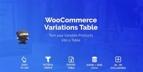 Variations Table For Woocommerce