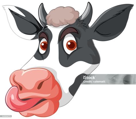 Ilustración De Cabeza De Vaca Sacando La Lengua En Estilo De Dibujos