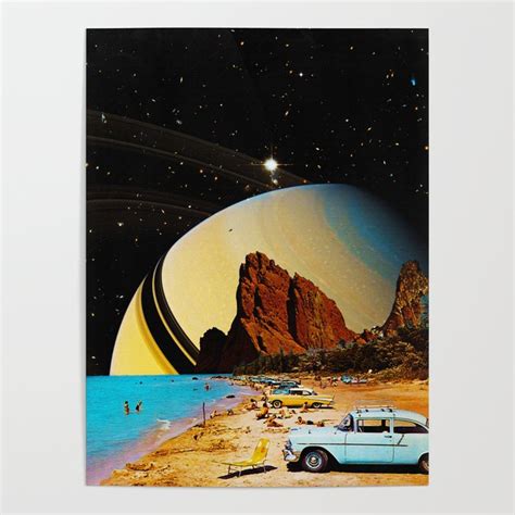 Vacation Days Space Collage Retro Futurism Sci Fi Poster By