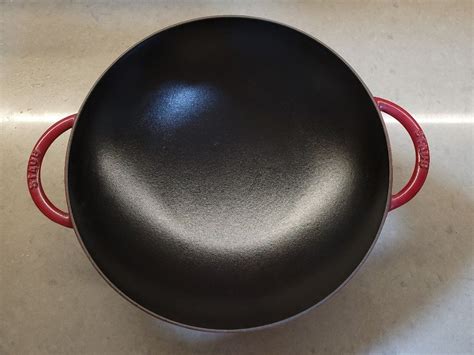 Cm Staub Cast Iron Wok With Glass Lid Cherry Furniture Home Living Kitchenware Tableware