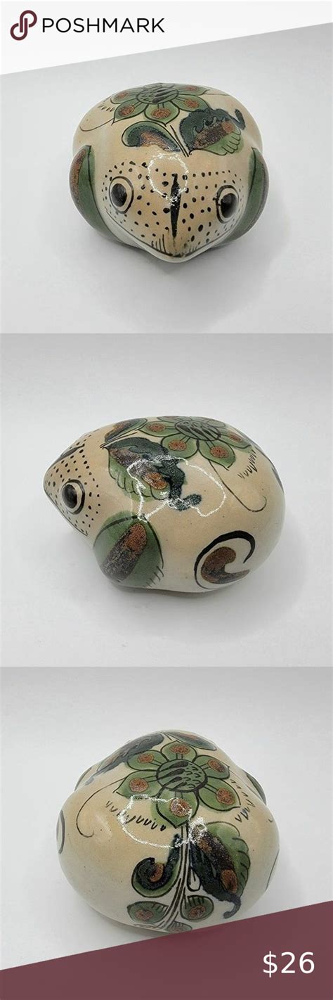 Vtg Ken Edwards Tonala Frog Toad Floral Mexican Art Pottery Hand
