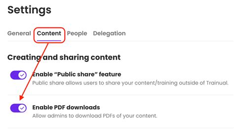 enable content pdf exports
