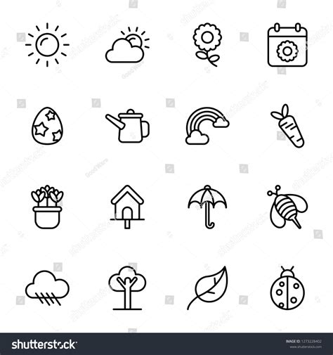 Spring Icons Pack Isolated Spring Symbols Stock Vector Royalty Free 1273228402 Shutterstock