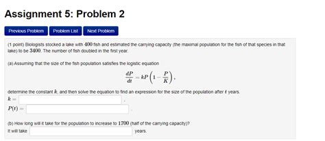 Solved Assignment 5 Problem 2 Previous Problem Problem List