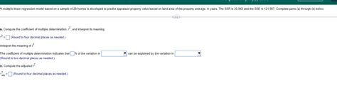 Solved Compute The Coefficient Of Multiple Determination