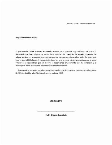 Formato De Carta Recomendacion Laboral Lovely Carta De Re Endacion