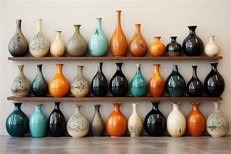 Colored Jars Earthenware Premium Ai Generated Vector