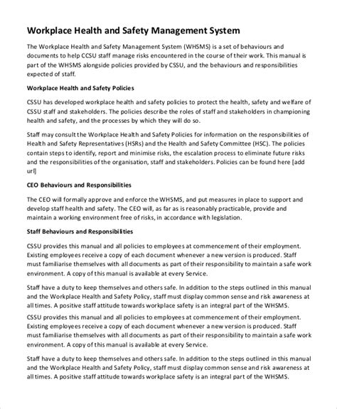 Safety Program Manual Template