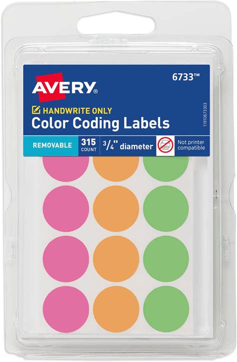 Avery Removable Print Or Write Dot Stickers 3 4 Inch