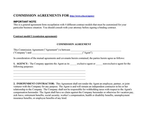 Printable 36 Free Commission Agreements Sales Real Estate Contractor Commission Split Agreement