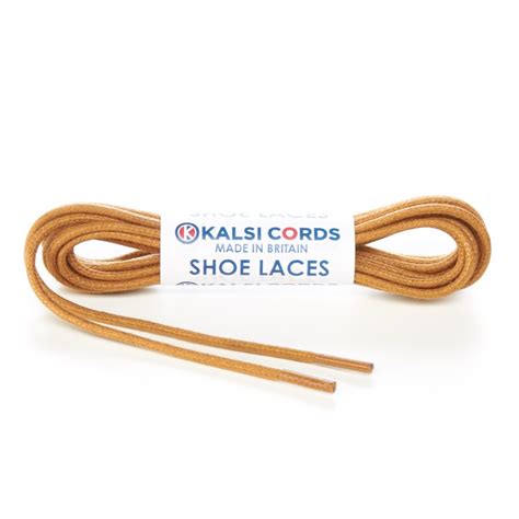 Tan 2mm Thin Fine Round Waxed Shoe Laces By Kalsi Cords