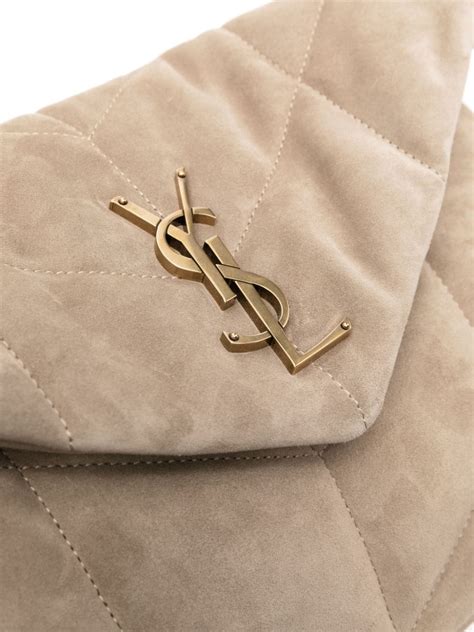 Saint Laurent Small Loulou Puffer Suede Shoulder Bag Neutrals FARFETCH