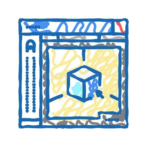 Autocad 3d Icône De Programme Doodle Illustration Illustration De