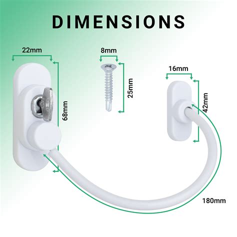 Cable Window Restrictor Safety Lock For Timber Or Upvc With Keys