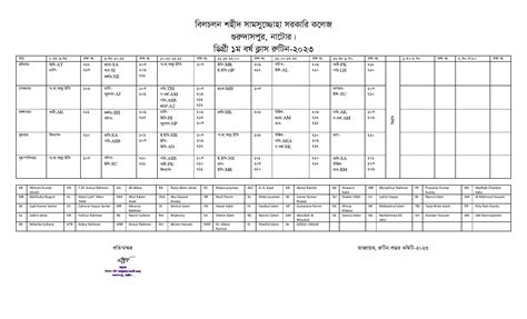 Class Routine Bcss College