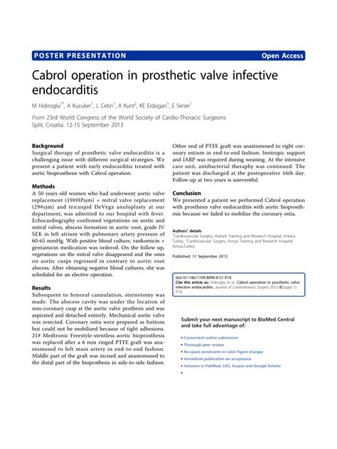 PDF Cabrol Operation In Prosthetic Valve Infective Endocarditis