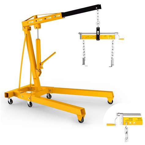 Yellow Automotive Engine Hoist Folding Car Engine Crane Hydraulic
