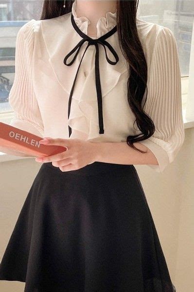 Fiona Bobbie Ribbon Frill Sleeve Pleats Blouse Pretty Outfits