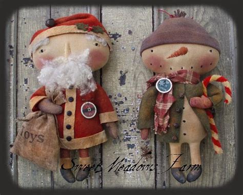 Primitive E PATTERN Snowman And Santa Etsy