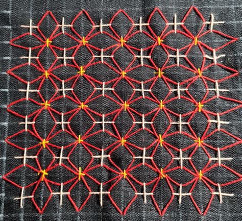 A Sashiko Pattern For Hydrangea Stitched In The Hitomezashi Style Etsy