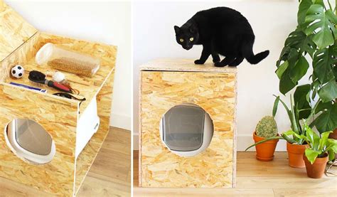 DIY Pour Fabriquer Une Jolie Maison De Toilette Pour Chat Avec Rangements H Fr