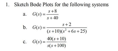 Solved Sketch Bode Plots For The Following Systems B Chegg