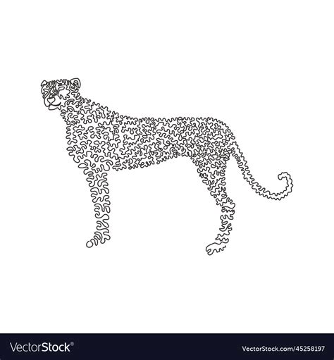 Continuous One Curve Line Drawing Of Funny Vector Image