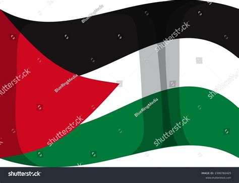 Vector Cartoon Illustration Palestine Flag Isolated Stock Vector