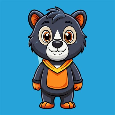 Un Oso De Dibujos Animados Con Una Camisa Amarilla Y Mangas Naranjas Vector Premium