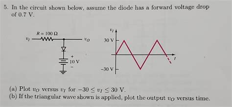 Solved 5 In The Circuit Shown Below Assume The Diode Has A