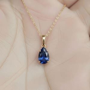 Natural Blue Sapphire Pendant 925 Sterling Silvertiny Tear Drop