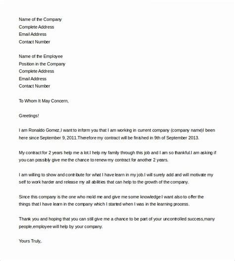 Employment Contract Renewal Letter Template Mployme